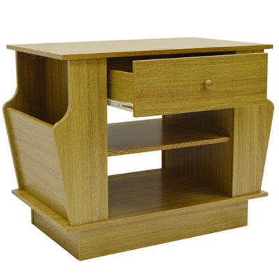 Watsons Companion Storage Side End Table With Magazine Rack Oak