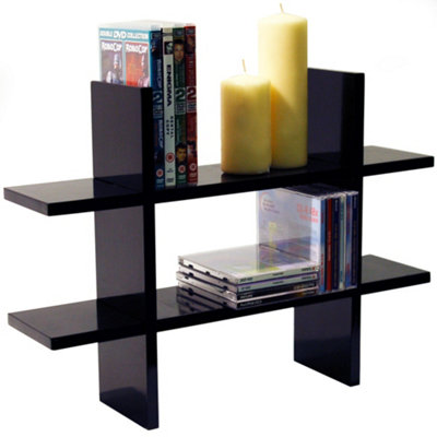 Watsons Geo Wall Mounted Floating Storage Display Shelf Black | DIY at B&Q