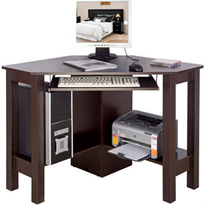 Watsons Horner Corner Office Desk Computer Workstation Walnut
