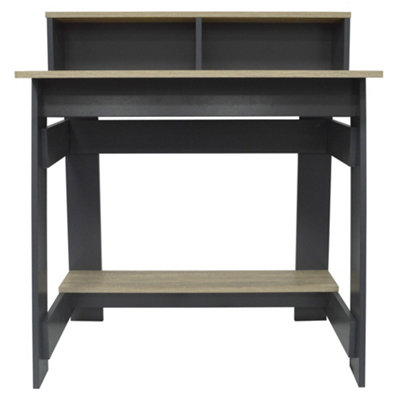 Watsons Office Desk With Two Cubbies And Shelf Light Oak Dark Grey
