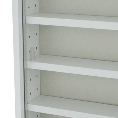 Watsons Reveal 6 Shelf Glass Wall Collectors Display Cabinet White