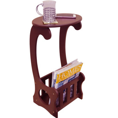 Watsons Scroll Side End Bedside Table With Magazine Book Storage Rack Dark