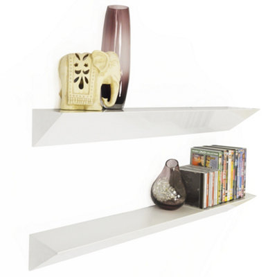 Watsons Wedge Wall Mounted 3ft 90cm Floating Chunky Shelves Pack Of 2 White