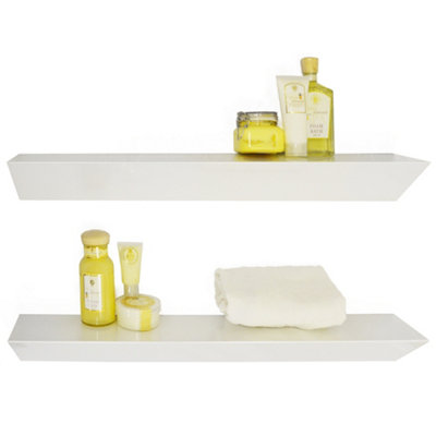 Watsons Wedge Wall Mounted 3ft 90cm Floating Chunky Shelves Pack Of 2 White