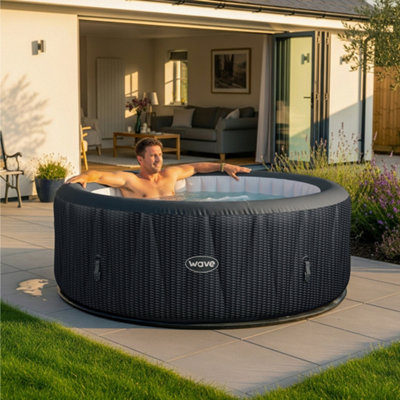 Wave Atlantic, 4-Person Inflatable Hot Tub, Integrated Heater, Slate Rattan