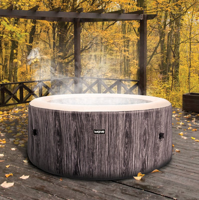 Wave Atlantic 4 Person Round Inflatable Hot Tub, 105 Massaging Air Jets, Greywood