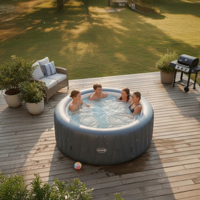 Wave Atlantic Energy-Efficient Hot Tub Bundle - 6-Person Inflatable Spa ...