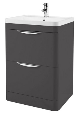 Wave Floor Standing Vanity Basin Unit with Polymarble Basin - 600mm ...