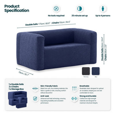 Wave Inflatable Lounge Chair & Double Sofa Set