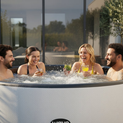 Wave Ontario, 4 Person Round Drop Stitch Hot Tub - Herringbone