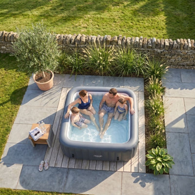 Wave Pacific, 4-Person Inflatable Hot Tub, Integrated Heater, Dark Grey