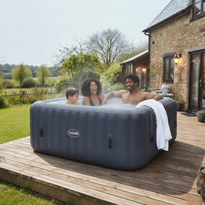 Wave Pacific, 6-Person Inflatable Hot Tub, Integrated Heater, Dark Grey