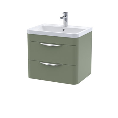 Wave Wall Hung 2 Drawer Vanity Unit with Polymarble Basin - 600mm ...