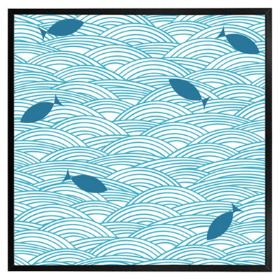 Waves & fish (Picutre Frame) / 30x30" / White