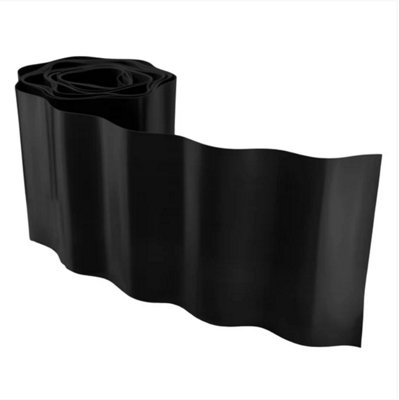 Wavy Plastic Garden Lawn Edging, Height - 10CM, Length - 9M, Black