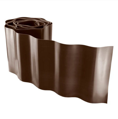 Wavy Plastic Garden Lawn Edging, Height - 10CM, Length - 9M, Brown