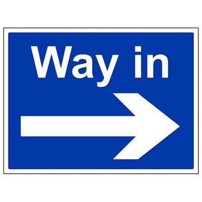 Way In Arrow Right Direction Sign - Rigid Plastic - 400x300mm (x3 ...
