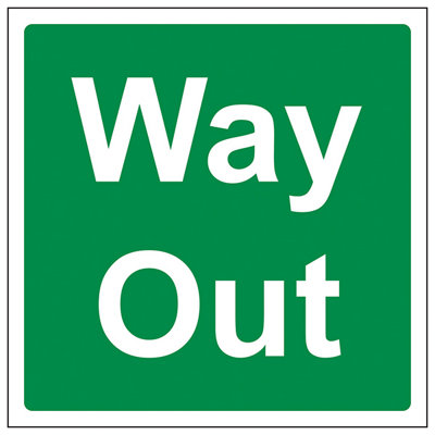 Way Out Building Safe Exit Sign - Self Adhesive Vinyl - 150x150mm (x3 ...