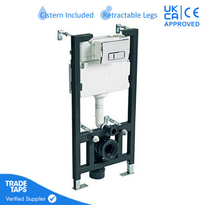 WC Toilet Frame Universal Wall Hung Concealed Cistern Chrome Button ...