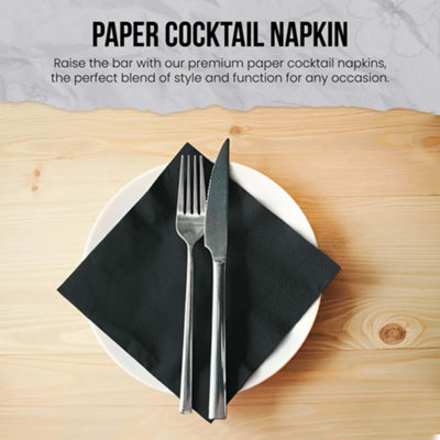 We Can Source It Ltd Black 2 Ply Cocktail Napkins 24cm Recyclable Bars ...