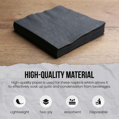 We Can Source It Ltd Black 2 Ply Cocktail Napkins 24cm Recyclable Bars ...
