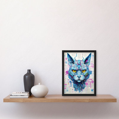 Weaponized Cat Robot Hybrid Secret Military Schematic Blue Futuristic ...
