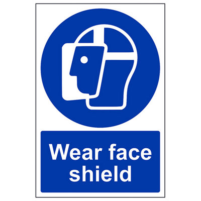 Wear Face Shield Mandatory PPE Sign - Adhesive Vinyl - 150x200mm (x3 ...