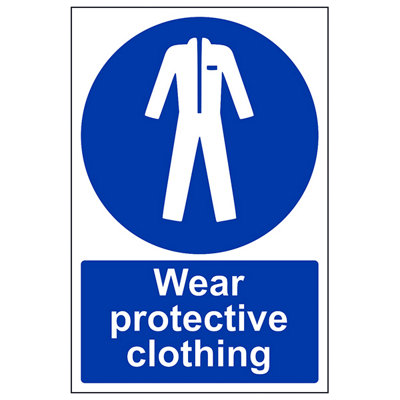 Wear Protective Clothing Safety Sign - Adhesive Vinyl 300x400mm (x3)