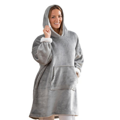 Wearable Hooded Blanket Fleece Sweatshirt Blanket One Size Fits All ...