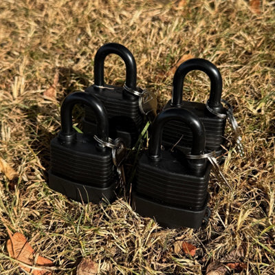 Weather Resistant Outdoor Padlock with 2 Keys (Set of 4)