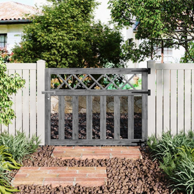 Weather Resistant Wooden Garden Gate in Cross Top Detail Design 120cm W ...