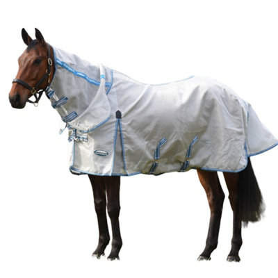 Weatherbeeta Comfitec Hexi Shield Combo Neck Horse Fly Rug Silver/Teal ...