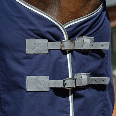 Weatherbeeta Standard-Neck Cotton Horse Exercise Sheet Dark Blue/Grey ...