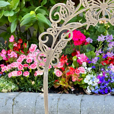 Weathered Metallic Effect Butterfly Planter with Removable Trellis