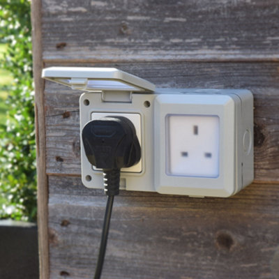 Weatherproof 2 Gang Outdoor Socket with PVC Covers