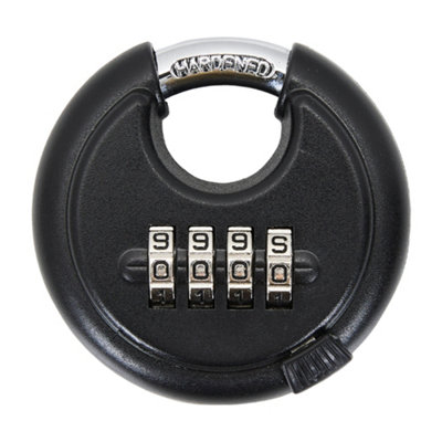 Weatherproof Black Disc Type 4 Digit Combination Padlock for Warehouses