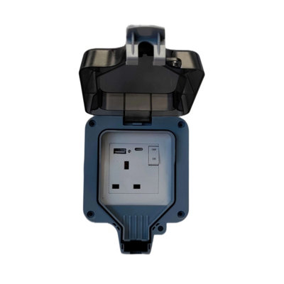 Weatherproof Outdoor Single Plug Socket 1 Gang Switched Socket USB Port ...