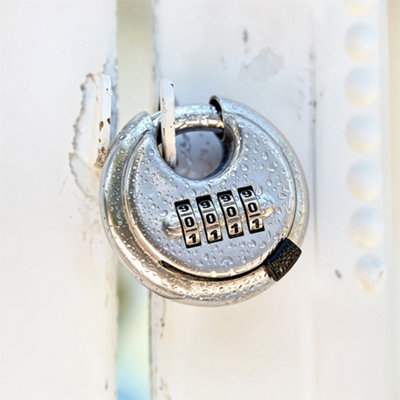 Weatherproof Silver Disc Type 4 Digit Combination Padlock for Warehouses