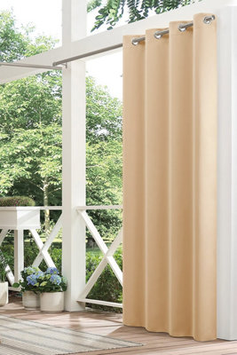Weatherproof Wind Resistant Curtains Thermal Eyelet Sun Protection Full Blackout Gazebo Curtains 132 x 274cm Off White 1 Panel