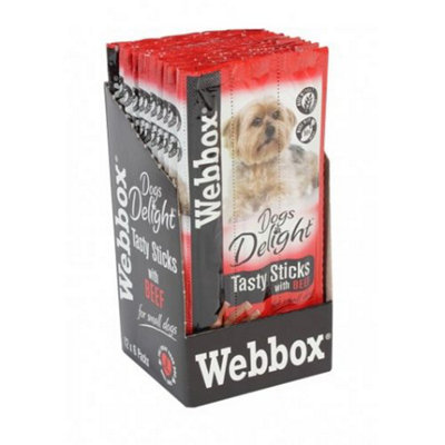 Webbox Chewy Dogs Delight Tasty Dog Sticks Beef 6's (Pack of 12)