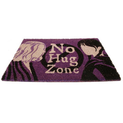 Wednesday No Hug Zone Door Mat Purple/Black (One Size) | DIY at B&Q
