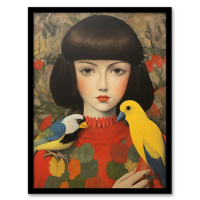 Wee Blue Coo Birds Of A Feather Modern Portrait Living Room Wall Art ...