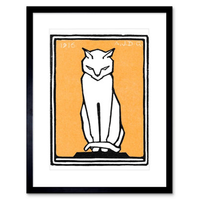 Wee Blue Coo Sitting Cat 1916 Julie De Graag Vintage 12x16" Framed Wall ...