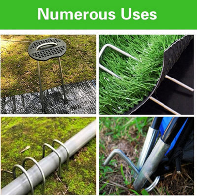 Weed Control Mat Membrane Pegs + Buffer Washer Pegs U-Shaped Galvanised ...