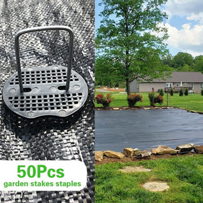 Weed Control Mat Membrane Pegs + Buffer Washer Pegs U-Shaped Galvanised ...
