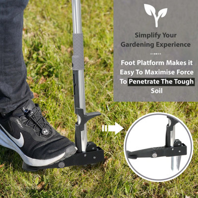 Weed Puller Stand Up Weeder Hand Tool with 4 Claws Foot Pedal Long Root ...