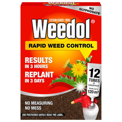 Weedol Rapid Weed Control Concentrate 12 Tubes Fast Acting Root Kill ...