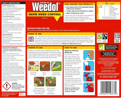 Weedol Rapid Weed Control Concentrate 12 Tubes Fast Acting Root Kill ...