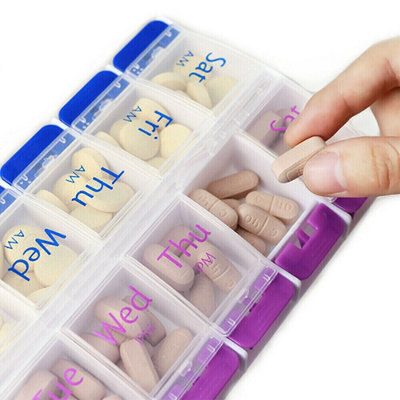 Weekly Pill Organiser Box - 7-Day Medicine, Tablet & Vitamin Storage Box