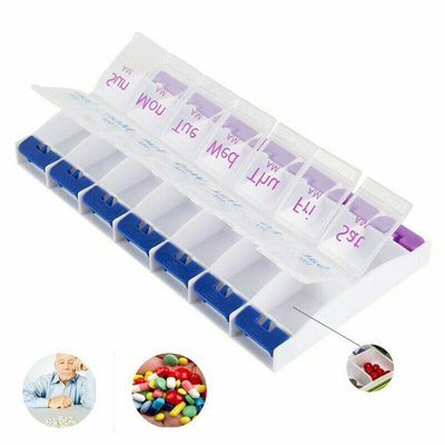 Weekly Pill Organiser Box - 7-Day Medicine, Tablet & Vitamin Storage Box